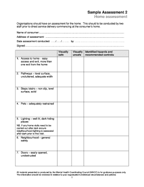 Fillable Online First Client Home Visit Risk Assessment * Fax Email ...