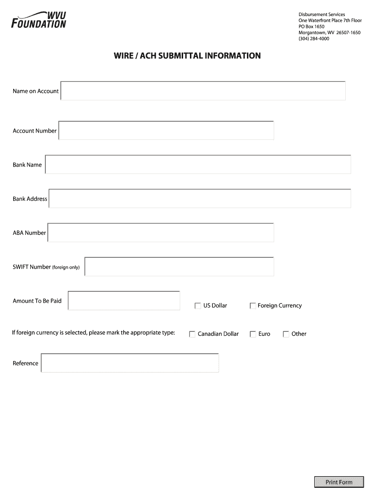 Fillable Online WIRE / ACH SUBMITTAL INFORMATION Fax Email Print ...