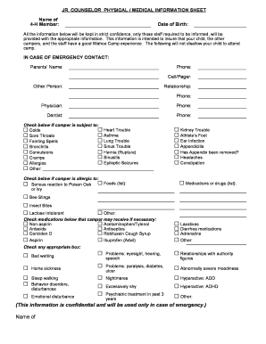 Fillable Online sb4h Junior Counselor Application. To be considered - Sb4h.org Fax Email Print ...