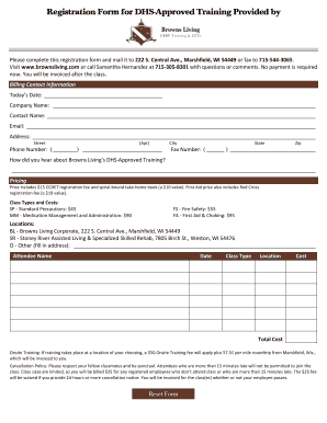 Fillable Online Registration Form for DHS-Approved Training Provided by ...