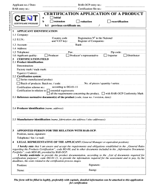 Fillable Online PRODUCT CERTIFICATION APPLICATION Fax Email Print ...