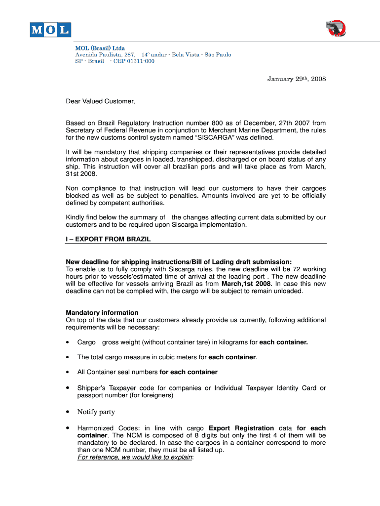 Fillable Online MOL (Brasil) Ltda Fax Email Print - pdfFiller