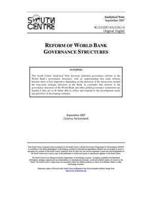 Fillable Online southcentre Reform of world bank governance structures ...