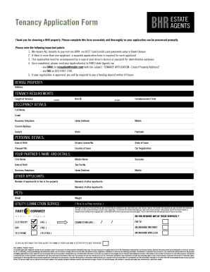 Fillable Online Thank you for choosing a BHR property Fax Email Print ...