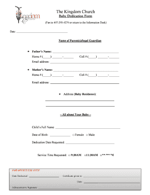Fillable Online tkci Baby Dedication Request Form 2 - tkci Fax Email ...