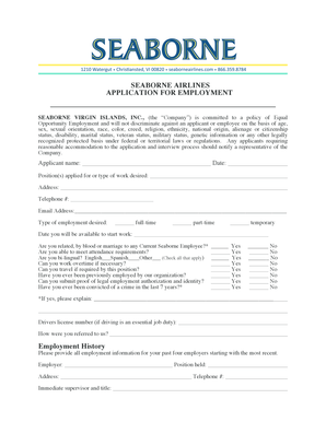 Fillable Online SEABORNE AIRLINES APPLICATION FOR EMPLOYMENT Fax Email ...