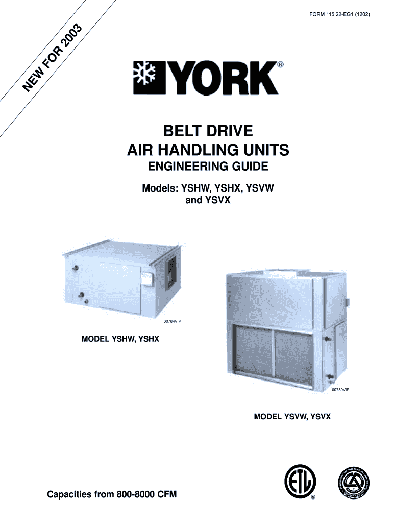 Fillable Online 11522-EG1 BELT DRIVE AIR HANDLING UNITS ENGINEERING ...