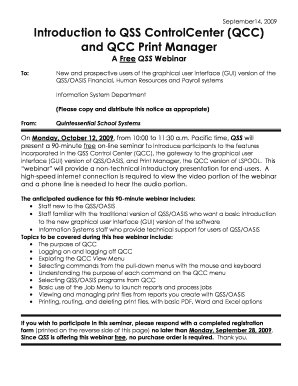 Fillable Online Introduction to QSS ControlCenter QCC - Quintessential ...