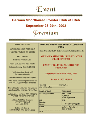 Fillable Online German Shorthaired Pointer Club of Utah Fall 2002 AKC ...
