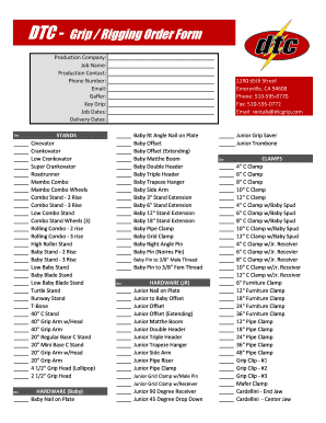 Fillable Online DTC - Grip / Rigging Order Form - Athena Studios Fax Email Print - pdfFiller