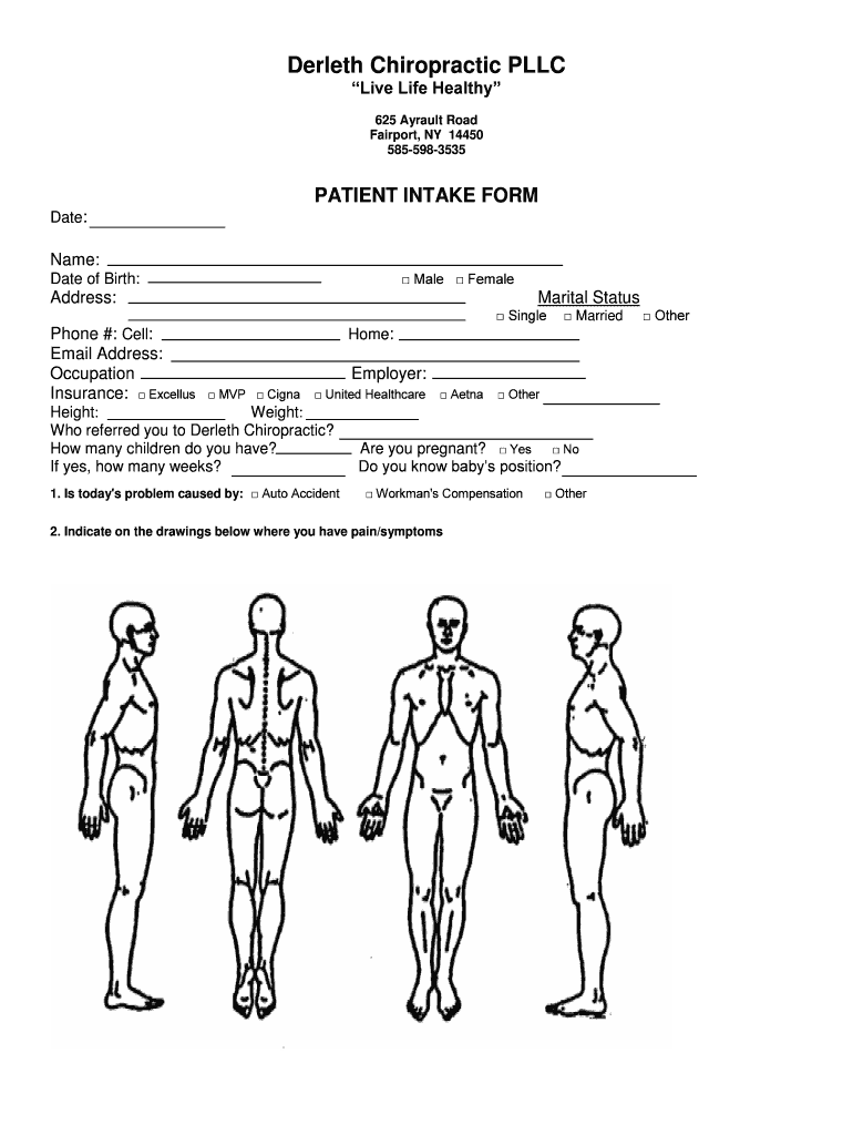 Fillable Online PATIENT INTAKE FORM - Derleth Chiropractic Fax Email ...