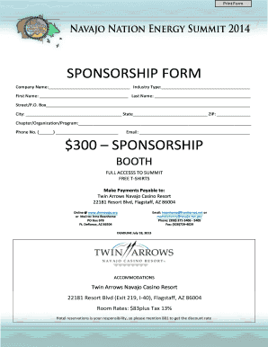 Fillable Online dnrnavajo SPONSORSHIP FORM $300 SPONSORSHIP Fax Email Print - pdfFiller