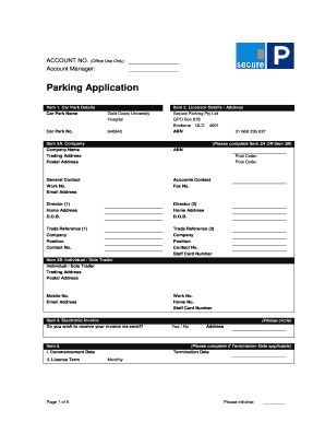 Fillable Online Parking Application - Secure Parking Fax Email Print ...