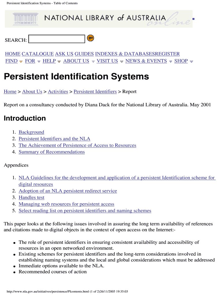 Fillable Online imaginar Persistent Identification Systems - Table of ...