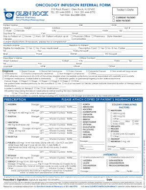 Fillable Online ONCOLOGY INFUSION REFERRAL FORM Fax Email Print - pdfFiller