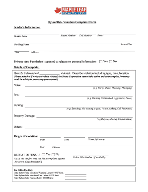 Fillable Online Bylaw / Rule Violation Complaint Protocol and Form ...