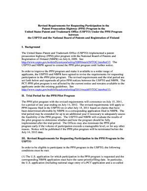 Fillable Online prh USPTO Revised PPH requirements Rev 6-22-11 - prh ...