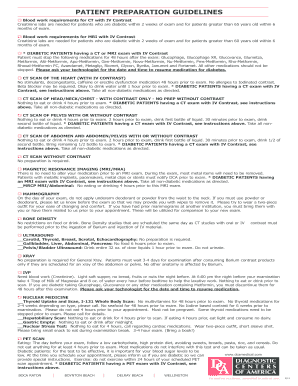 Fillable Online PATIENT PREPARATION GUIDELINES - Diagnostic Centers Fax ...