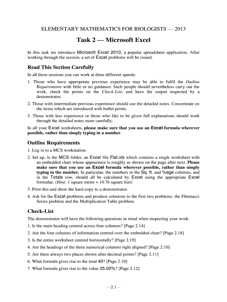Fillable Online Task 2 Microsoft Excel Fax Email Print - pdfFiller