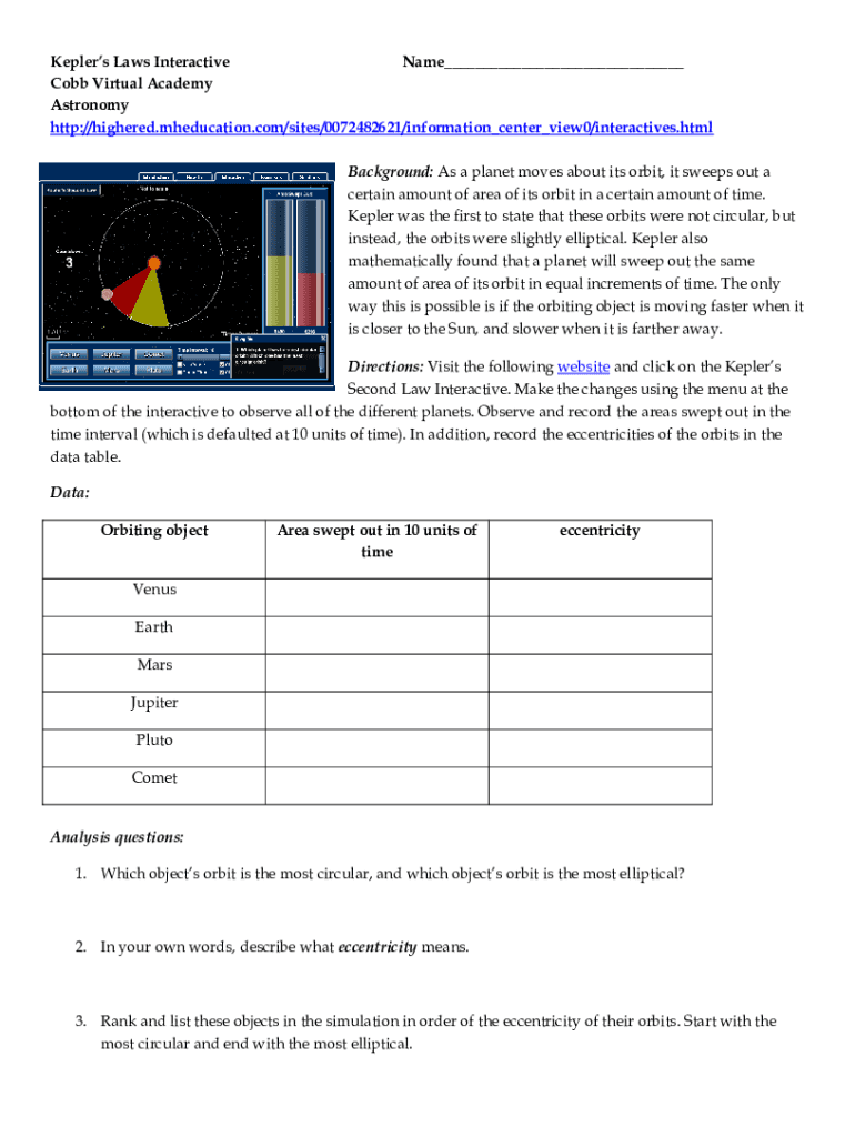 Fillable Online PHYS 200 - Lecture 7 - Kepler's LawsOpen Yale Courses Fax Email Print - pdfFiller