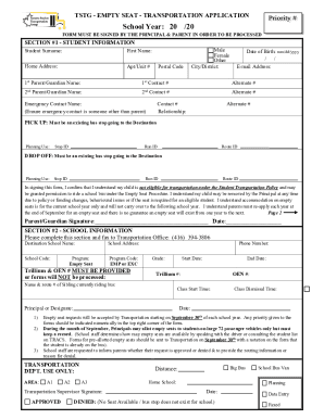 Fillable Online application for access to empty seats on school bus ...