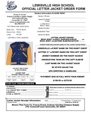 Fillable Online great falls high school official letter jacket order form Fax Email Print ...