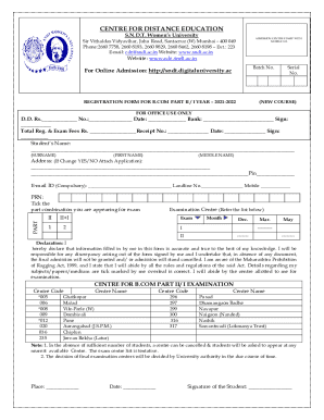 Fillable Online registration form for ma education part - i / ii, year ...