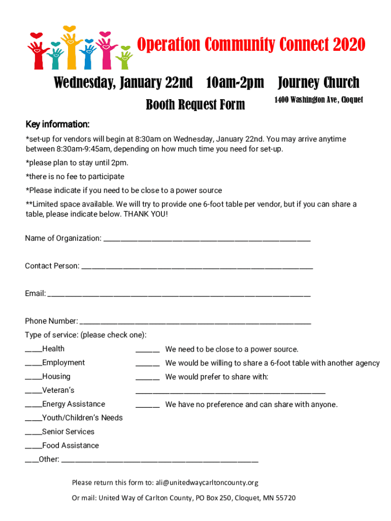 Fillable Online Operation Community Connect 2020 - United Way of ...