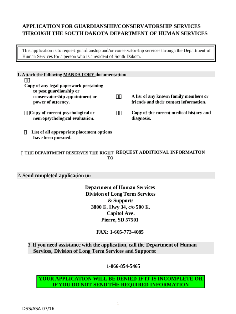 application for guardianship/conservatorship services through ... - dhs ...