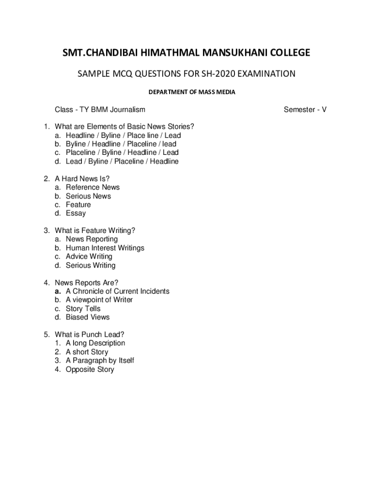 Fillable Online SMT.CHANDIBAI HIMATHMAL MANSUKHANI COLLEGE Fax Email ...