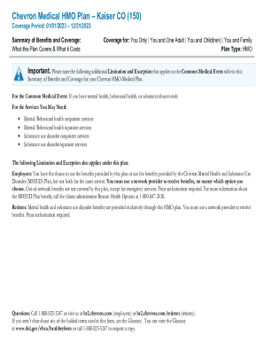 Fillable Online Summary of Benefits and Coverage ... - Kaiser ...