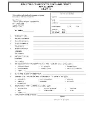 Fillable Online industrial waste discharge permit application - City of ...