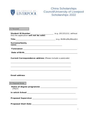 CSC Application - The University of Liverpool Doc Template | pdfFiller