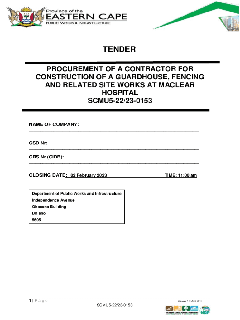 Fillable Online Procurement of a Contractor for Construction of a ...