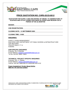 Fillable Online quotation exploration and installation of borehole and ...