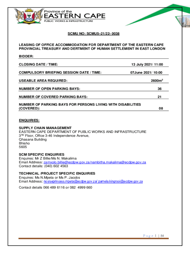 Fillable Online Tenders - Eastern Cape Department Of Human Settlements ...