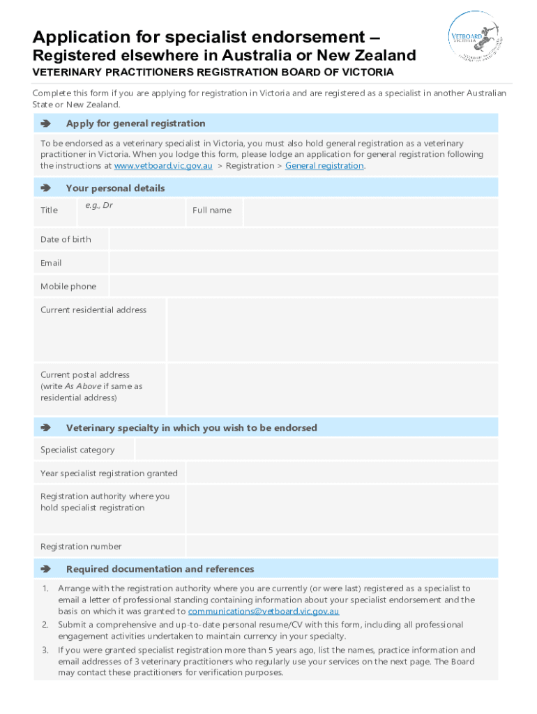 Fillable Online Specialist endorsement application. Application form for specialist not ...