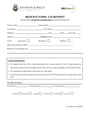 Fillable Online international jwu I-20 Request Form for Continuing ...