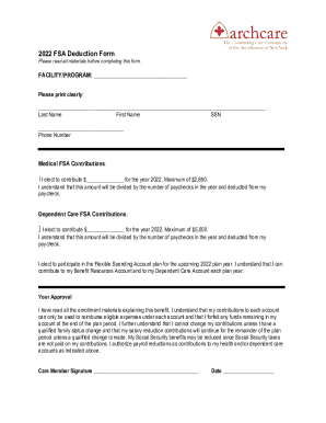 Fillable Online 2022 Flexible Spending Account Deduction Authorization ...