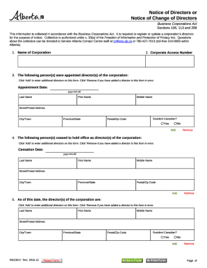 Fillable Online Notice of Directors or Notice of Change of Directors ...