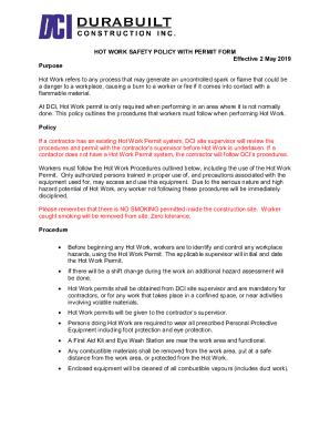 Fillable Online Hot Work Safety Policy with Permit Form Fax Email Print ...