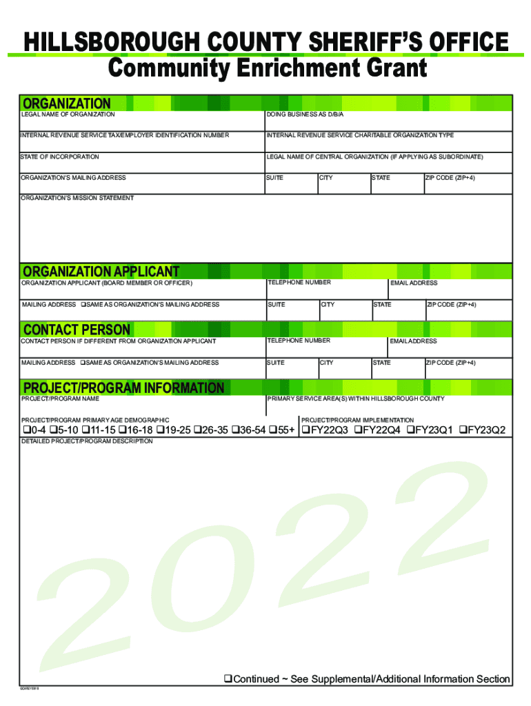 Fillable Online Sheriff's Office Community Enrichment Grants Now Available Fax Email Print ...