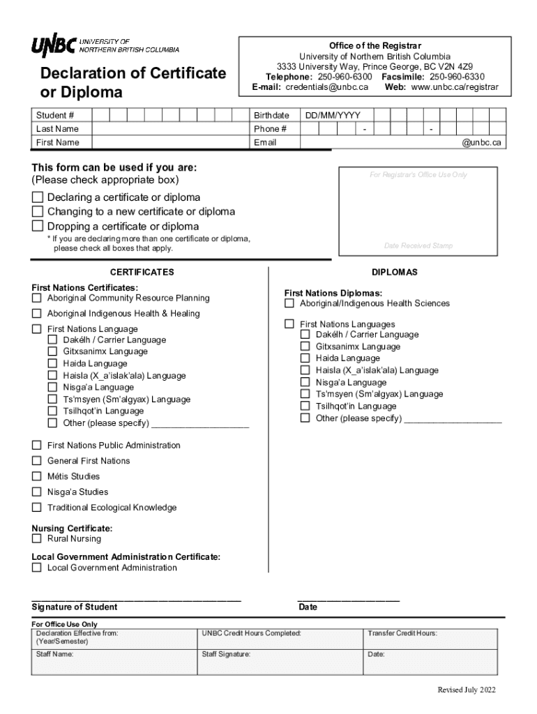 Fillable Online Declaration of Certificate or Diploma Fax Email Print ...