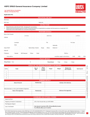 Fillable Online HDFC ERGO General Insurance Company Limited my:health ...