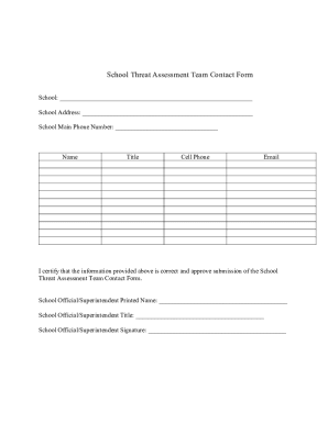 Fillable Online School Threat Assessment Team Contact Form Fax Email ...