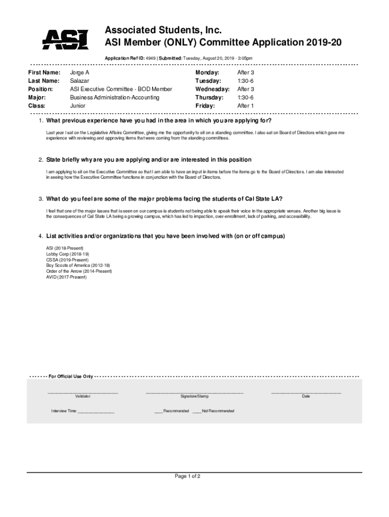 Fillable Online ASI Job Openings - Associated Students Inc. Fax Email ...