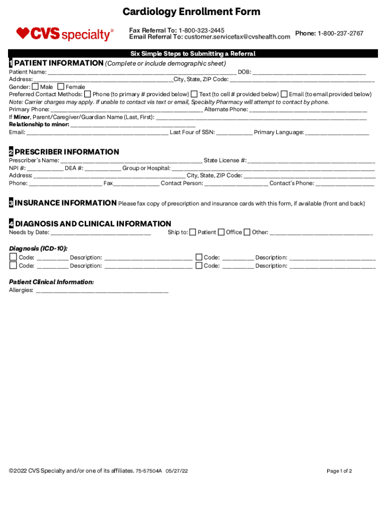 Fillable Online Division of Cardiology Referral Request Patient ...