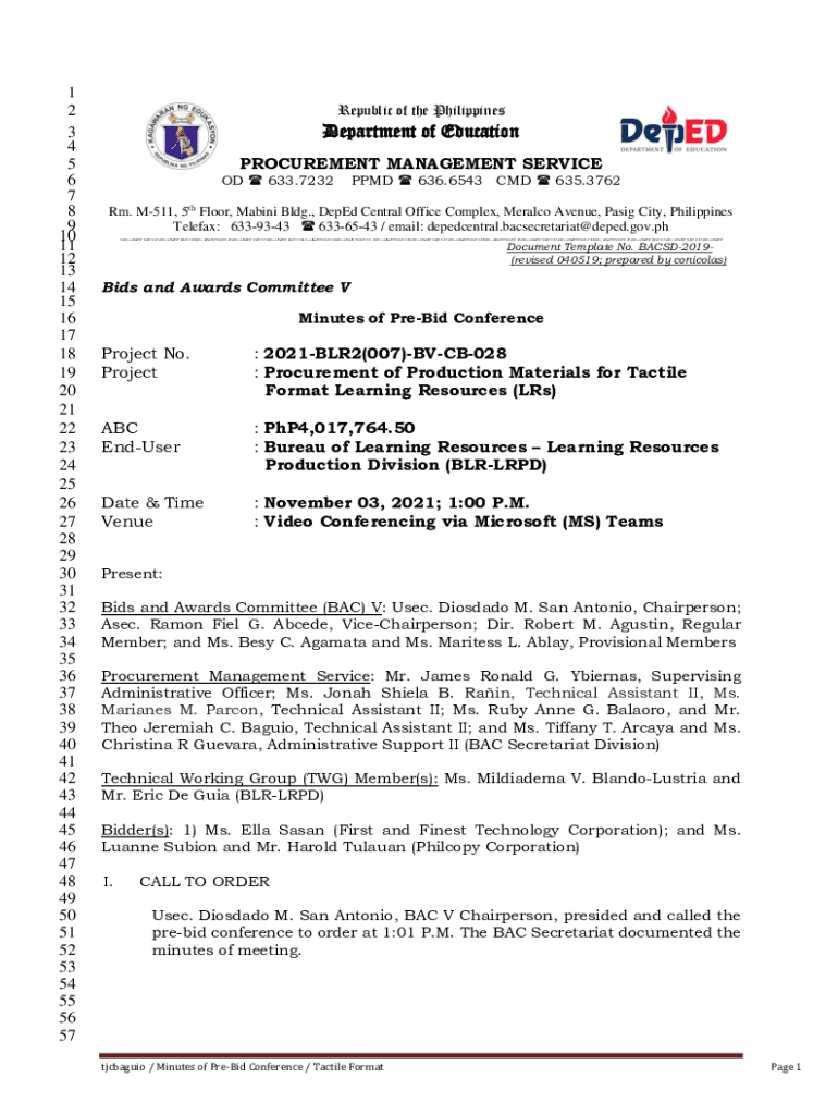 Fillable Online 3 4 procurement management service 5 - DepEd Fax Email Print - pdfFiller