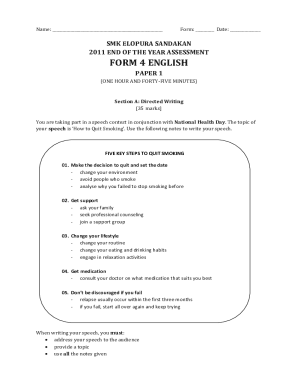 Fillable Online ENGLISH LANGUANGE FORM 4 SPM Paper 1 Directed Writing ...