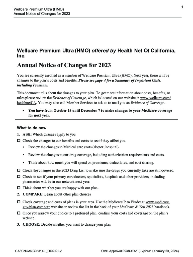 Fillable Online H0562009000Wellcare Premium Ultra (HMO) Fax Email Print ...